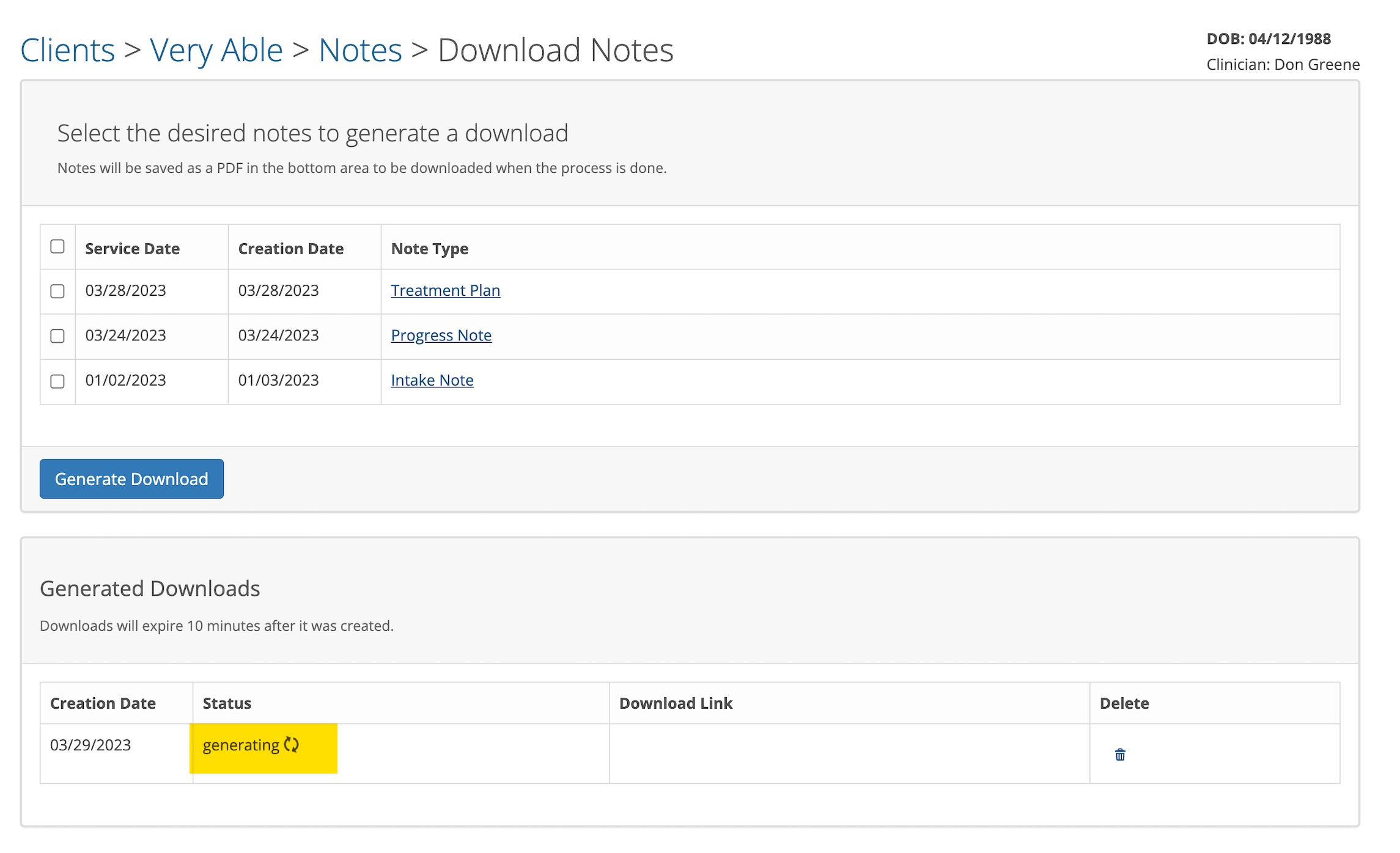 Downloading Client Notes with Google Chrome – TherapyMate
